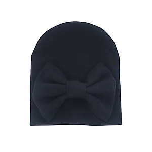 QandSweet Newborn Girls' Hats & Caps Infant Big Bow Cotton Hat 0-6 Months 6-Pack (6 Colors A)