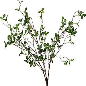 3pcs Artificial Branches Plants Greenery Stems Faux Branches for Vase Plant Artificial Eucalytus Branches Fake Ficus Twig (45"/Each Branch) (Green)