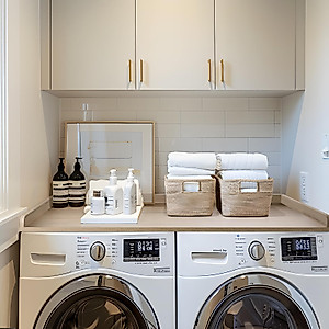 Kaboon Washer Dryer Countertop, Melamine Countertop with Edge Rails - 27.5" Depth x 54" Width Laundry Room Organization，Oak(Grey Tone)