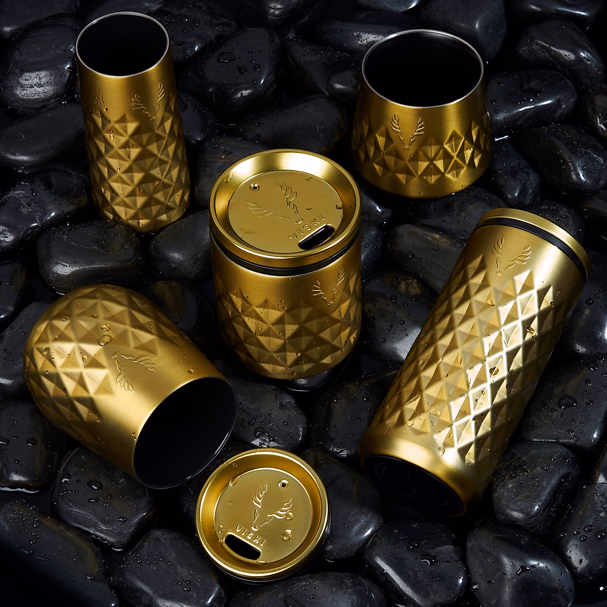 Viski Paragon Whiskey Taster Cocktail Tumbler Insulated Rocks Tumbler Stainless Steel Rocks Glass Gold 8oz Set of 1