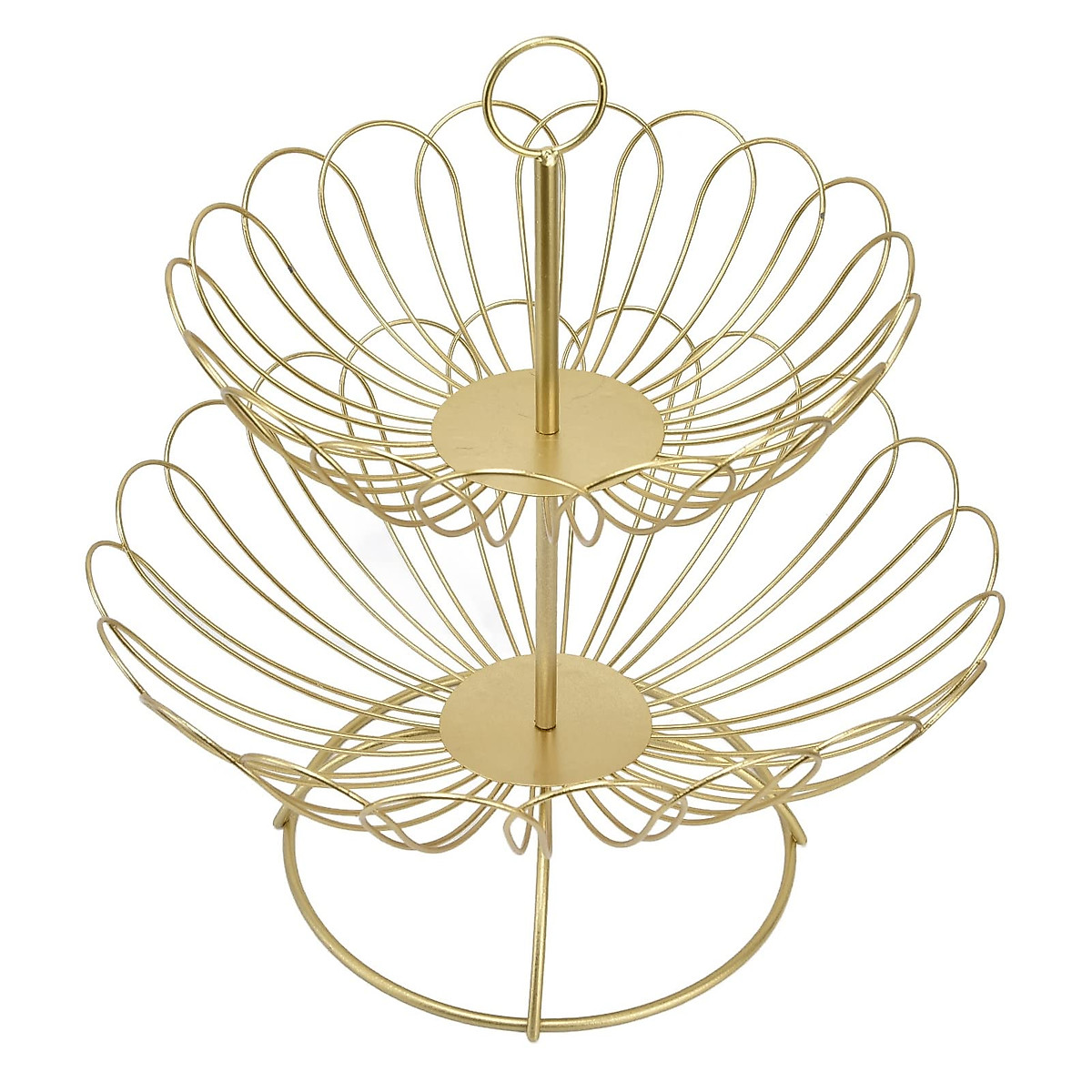 Atyhao Gold fruit basket, detachable 2-layer geometric large capacity anti-scratch gold fruit holder for home decoration