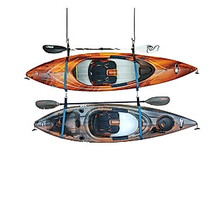 Pelican Double Kayak Storage Strap System - for Indoor and Outdoor Kayak and SUP Paddle Board Hangers - Comes with Paddle Clips - Black/Turquoise