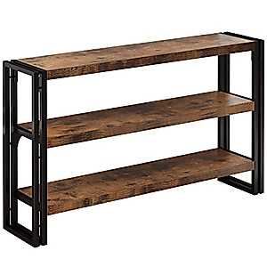 IRONCK Bookshelf Industrial 3 Shelf Bookcase,50.8 inch Wood Storage Shelf with Metal Frame for Living Room, Vintage Brown