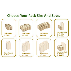 Purafide 100% Bamboo, thick 3-ply toilet paper, tree-free, unbleached, sustainable, 300 sheets per roll (TP 8 rolls)