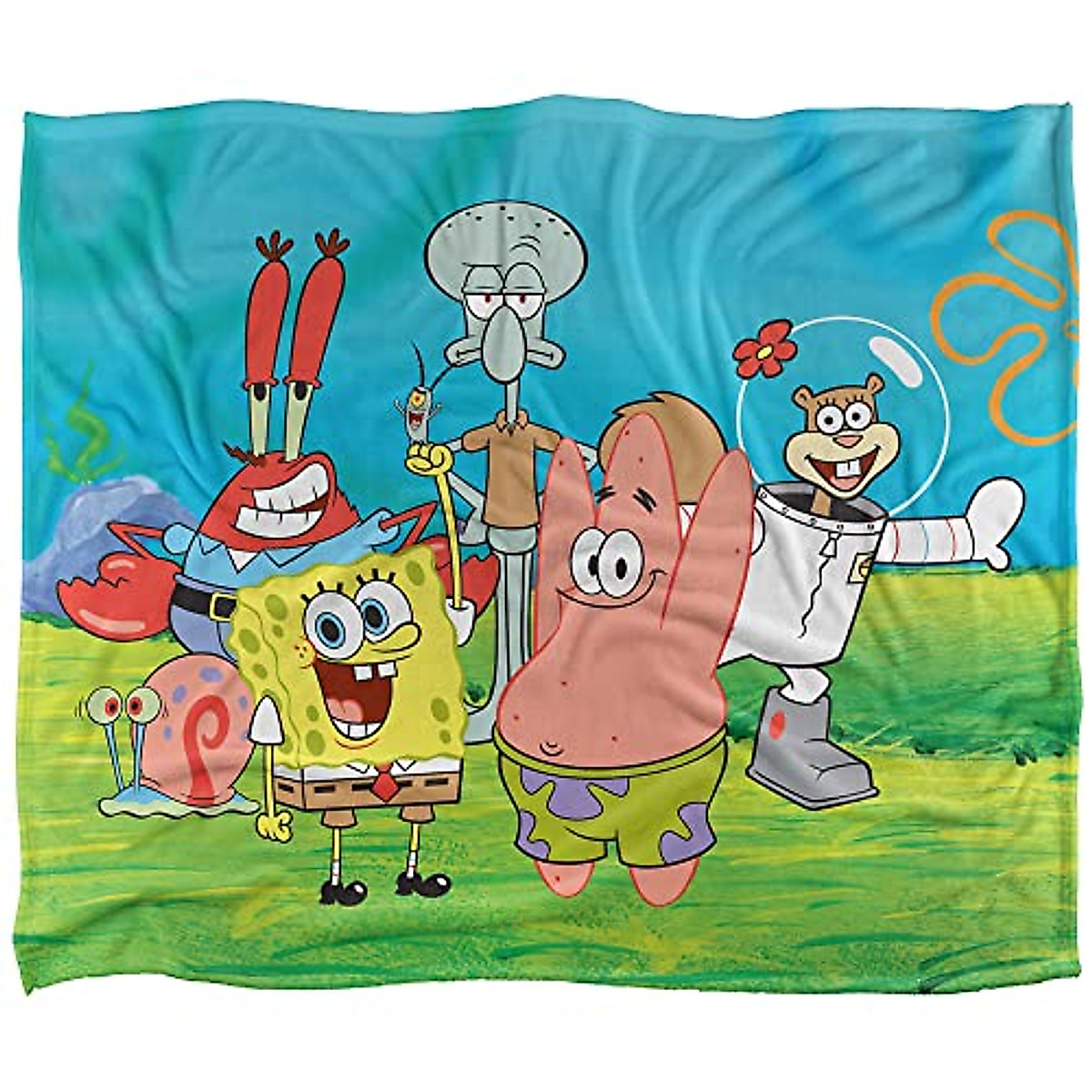 Spongebob Blanket, 50"x60" Spongebob Group Scene Silky Touch Super Soft Throw Blanket