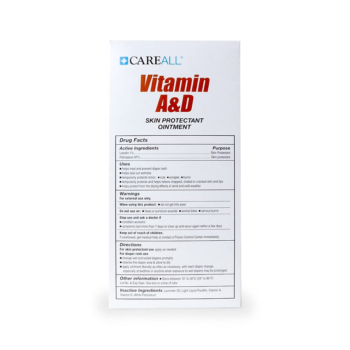 (6 Tubes) CareALL 4oz Vitamin A&D Ointment with Lanolin Diaper Rash and Skin Protectant