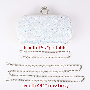 Women Evening Bags Handbags Glitter And Clutches for Women Purse Totes Dance Wedding Party Parites PromWith Two Chain Strap Black Pink Gold Silver White(white)
