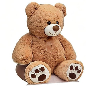 HollyHOME Teddy Bear Stuffed Animal Plush Giant Teddy Bears with Footprints Big Bear 36 inch Tan