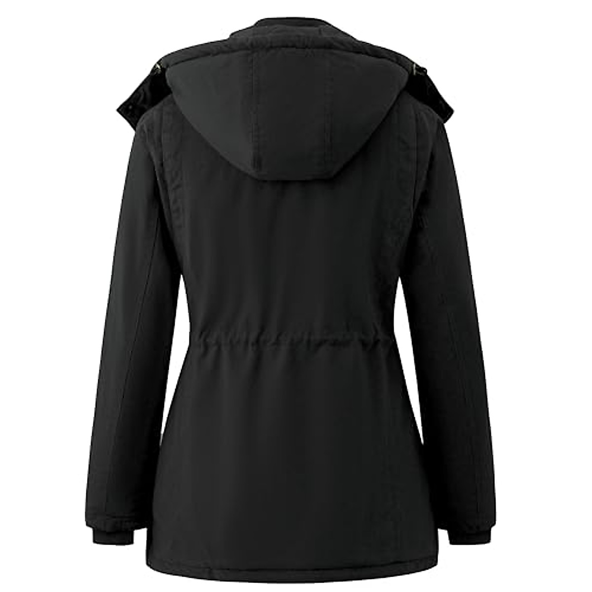 wantdo Women's Warm Thickened Parka Jacket with Removable Hood Black, XL