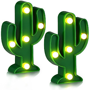 Riakrum 2 Pcs LED Night Light LED Cactus Light Mexican Party Decorations Cinco De Mayo Decorations Cute Lamp for Table Room Bedroom Party Decoration Home(4.72 x 2.76 Inch)
