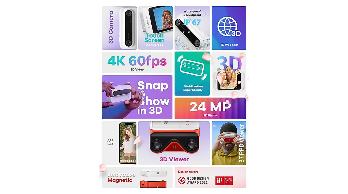 QooCam EGO 3D Camera with 4K VR Stabilization | Waterproof 3D Vlog Camera