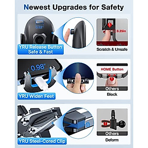 [Upgraded] YRU Car Phone Mount, Sturdy Suction Adjustable Long Arm Cell Phone Holder for Car Dashboard Air Vent Windshield, Handsfree Dash Stand for iPhone 14 13 Pro Max, Samsung Universal Cellphone