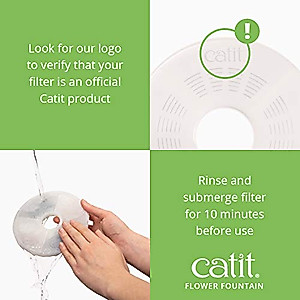 Catit Flower Fountain with Triple Action Filter, Cat Drinking Water Fountain, 3 L, Green