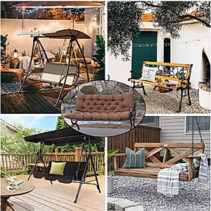 LCYY.TG Porch Swing Cushions, Outdoor 3 Seats Swing Cushion Replacement Pad with Backrest, Waterproof Bench Cushion with Ties, for Porch,Garden,Backyard Furniture Patio Lounger (Coffee 60 * 40 in)