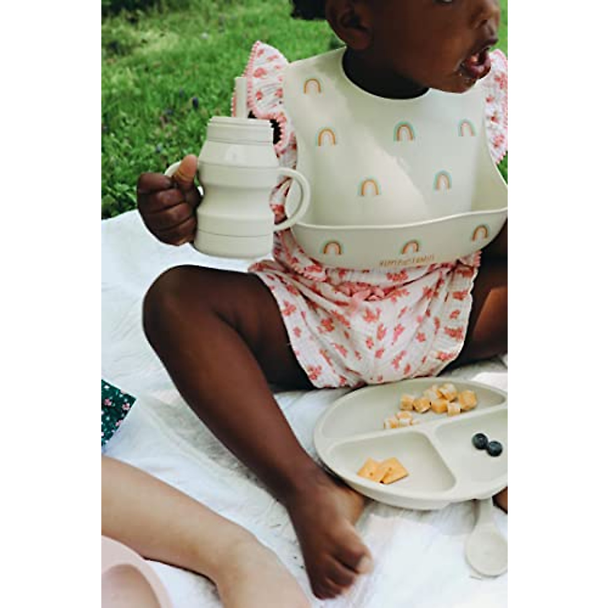 Hippypotamus Silicone Baby Bibs - Soft Waterproof Bibs for Babies & Toddlers - Set of 2 (Rainbows)