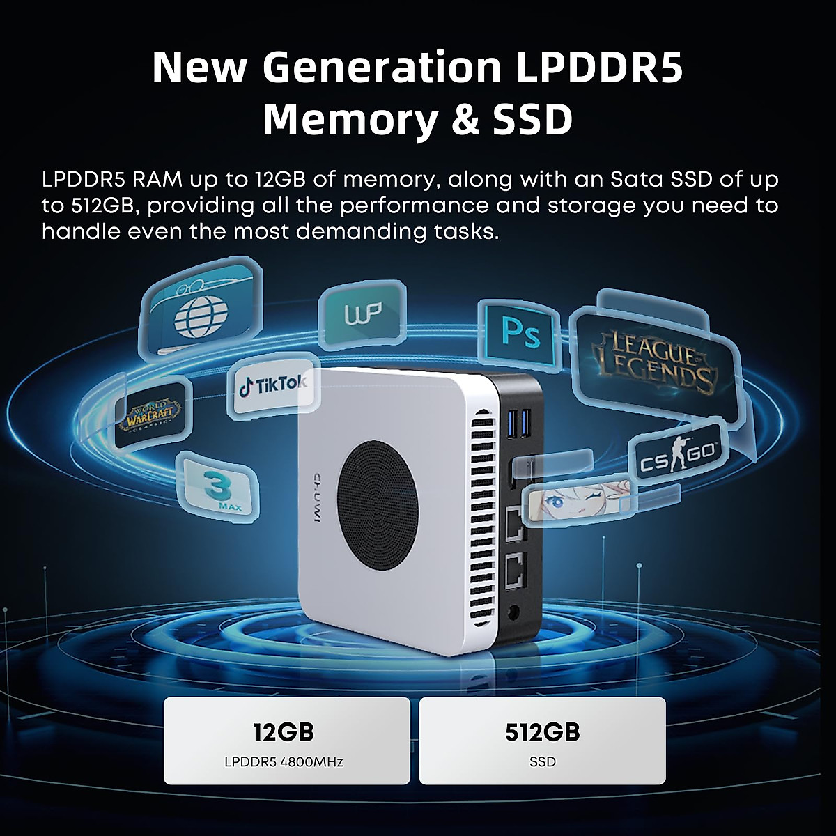 CHUWI LarkBox X Mini PC, AMD Ryzen 7 3750U, 8GB RAM, 256GB SSD, Vega 1 Graphics, Dual 2.5Gbps USB 3.0 Ports, Windows 11