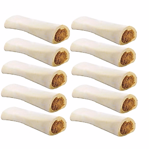 MPP Stuffed Peanut Butter 6 Inch Shin Dog Bones Refillable Nutritious Dental Chew (10 Bones)