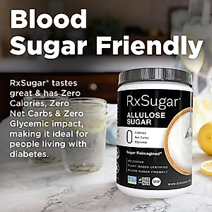 RxSugar Delicious Plant-Based Crystal Sugar, Allulose, 16 oz | Allulose sweetener | 0 Calorie, 0 Net Carbs, 0 Glycemic | Diabetes-Safe Natural Sugar | Keto Certified | Non-GMO Project Verified | Gluten-Free Certified