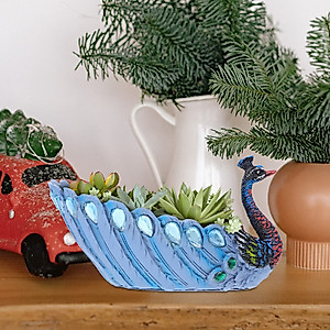 Happyyami 1Pc Peacock Flower Pot Resin Succulent Plant Potted Cactus Planters Retro Flower pots Unique Succulent Container Planter Outdoor Mini pots Peafowl Flower Pot Potted Plant Miniature
