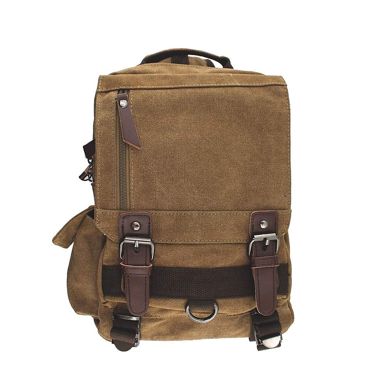 JIAO MIAO Canvas Shoulder Backpack Travel Rucksack Sling Bag Cross Body Messenger Bag,180308-Coffee