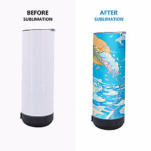 HIZEE 20 oz 1 pack Sublimation Tumbler Blank Bluetooth Music Speaker with Straw and Lid,Skinny Straight Stainless Steel Sublimation Cup Detachable Speaker Suitable for Travel Gifts