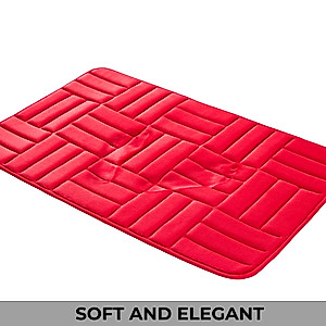 Yafa Home Fashion 3 Piece Rectangular Design Embossed Solid Color Memory Foam Soft Bathroom Rug Set Non-Slip PVC Backing