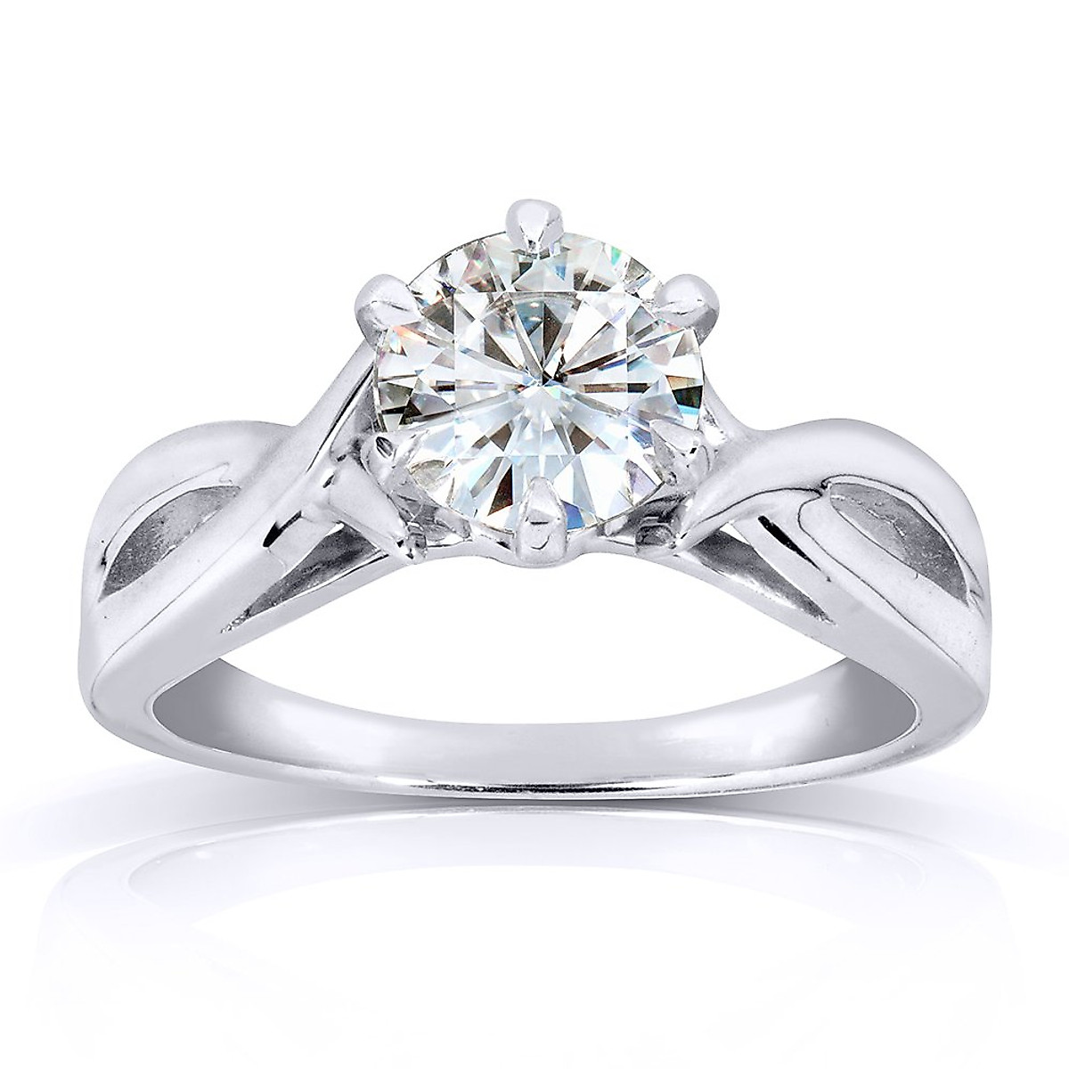 Kobelli Round Moissanite Solitaire Engagement Ring 1 CTW 14k White Gold, Size 5