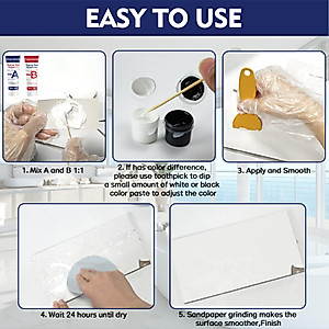 Porcelain Repair Kit, Tub and Tile Repair Kit, Super Strong and Persistent Bathtub Repair Kit, Quartz Countertop Repair Kits for Ceramic, Porcelain, Marble, Quartz, Resin, Acrylic (ceramic repair kit)
