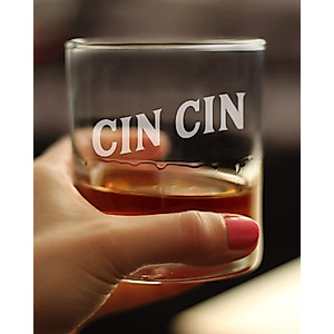 Cin Cin - Italian Cheers - Whiskey Rocks Glass - Cute Italy Themed Gifts or Party Decor for Women and Men - 10.25 Oz