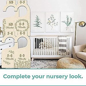 Baby Closet Size Dividers - 7x Premium Wood Nursery Closet Dividers for Baby Clothes - Botanical Eucalyptus Vines Leaf Plant Greenery Boho Nursery Decor - Baby Closet Dividers for Boy or Girl - [Wood]