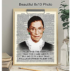 Ruth Bader Ginsburg Wall Art Print - Inspirational Quote Dictionary Home Decor Picture - Upcycled Motivational Decoration for Office, Living Room, Apartment - Gift for RBG Fans - 8x10 Poster