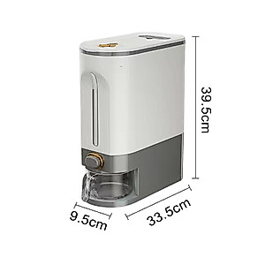 Airtight Rice Dispenser Large Capacity with Measuring Cup Clear Visible Food Storage Container for Flour Beans Cereal Grains Kitchen Grey S