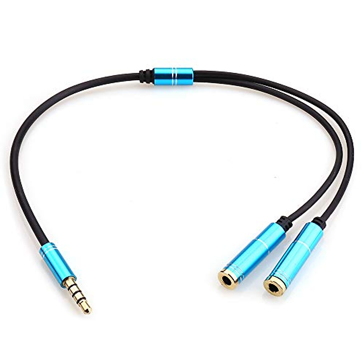 NANYI 3.5mm Audio Stereo Y Splitter Extension Cable 3.5mm Male to 2 Port 3.5mm Female for Earphone, Headset Splitter Adapter, Compatible for iPhone, Samsung, LG, Tablets, MP3 Players, (Bule-1FT)