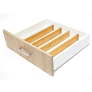 RoyalHouse Adjustable Bamboo Drawer Dividers Organizers, Expandable Drawer Separators for your Kitchen, Bedroom, Bathroom, Dresser, Office, and More (8 pieces)
