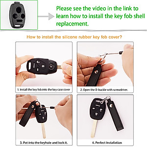 EKALA 2Pcs for Honda Key Shell Replacement with Silicone Key Fob Cover Case Keychain 4 Button Compatible with Honda 2003-2012 Accord / 2006-2013 Civic EX / 2005-2006 CR-V / 2009-2015 Pilot (KG-Hod-4R)