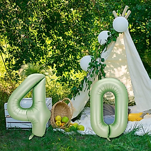 YFHVJTKO 40 Inch Number 27 Foil Balloons 27th Celebration Decorations for Happy 27th Birthday Party Wedding Bridal Shower Engagement Photo Shoot Anniversary Decoration, Number 27 Olive Green Balloon