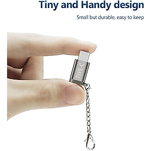 JSAUX Micro USB (Female) to USB C Adapter 4-Pack, Aluminum USB Type C Adapter with Keychain Fast Charging Compatible with Samsung Galaxy S10 S9 S8 Plus Note 9 8, LG V30 G5 G6, Moto Z Z2, more (Grey)