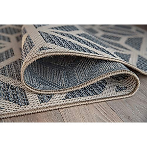 Rugshop Contemporary Geometric Design for Patio Rugs,Deck Rugs,Balcony Rugs Indoor/Outdoor Area Rug 5' x 7' Blue