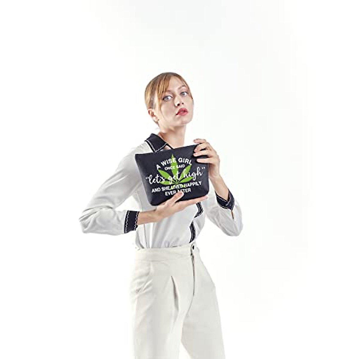 ZJXHPO Funny Marijuana Weed Leaf Makeup Cosmetic Bag Let's Get High Makeup Bag Weed Gift 420 Gift (BL Let's get high)