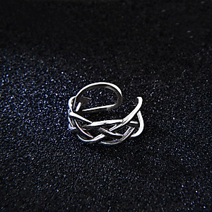 CANDYFANCY Celtic Knot Ring 925 Sterling Silver Open Middle Finger Knuckle Thumb Rings for Women Adjustable Size(Four line Twist)