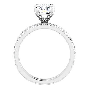 10K Solid White Gold Handmade Engagement Rings 2 CT Cushion Cut Moissanite Diamond Solitaire Bridal Wedding Ring Set for Her Women Minimalist Anniversary Propose Gifts