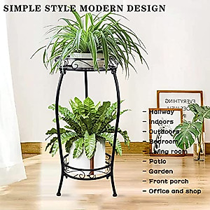 MOCORY Plant Stand Indoor Outdoor 2 Tier 27" Tall Metal Potted Holder Rack Flower Pot Stand Heavy Duty Plant Shelf Rustproof Iron Multiple Plant Round Supports Rack for Planter Corner Garden Balcony Patio
