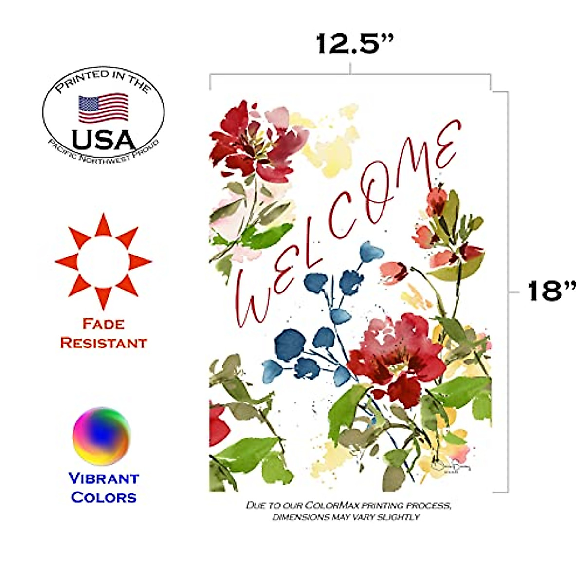 Toland Home Garden 1112585 Welcome Blooms Spring Flag 12x18 Inch Double Sided Spring Garden Flag for Outdoor House Flower Flag Yard Decoration