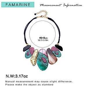 FAMARINE Vintage Tribe Chunky Collar Necklace, Geometry Acrylic Pendant Bib Statment Necklace Costume Jewelry (Necklace)