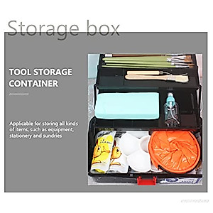 Yardwe 3- Layer Plastic Organizer Box Sewing Box Multipurpose Organizer with Removable Tray Portable Handled Storage Case for Art Craft and Cosmetic Black