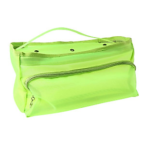 EXCEART Mesh Knitting Bag Woolen Yarn Tote Organizer Net Bag with Zipper Closure Carrying Knitting Needles Sewing Accessories (Light Green)