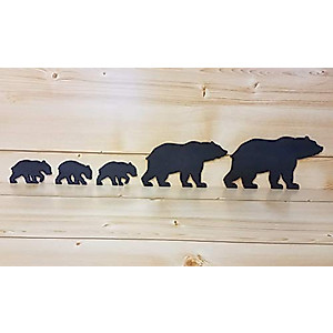 Black Bear Family - Bear Wall Art - Bear Woodwork - Wooden Bear Silhouette - Bear Family Art - Bear Family of 5 - Animal Art