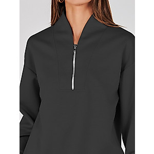 ANRABESS Women's 2 Piece Outfits Sweatsuit Half Zip Sweatshirt Jogger Sweatpant Trendy 2025 Fall Lounge Set Tracksuit Clothes Black Large