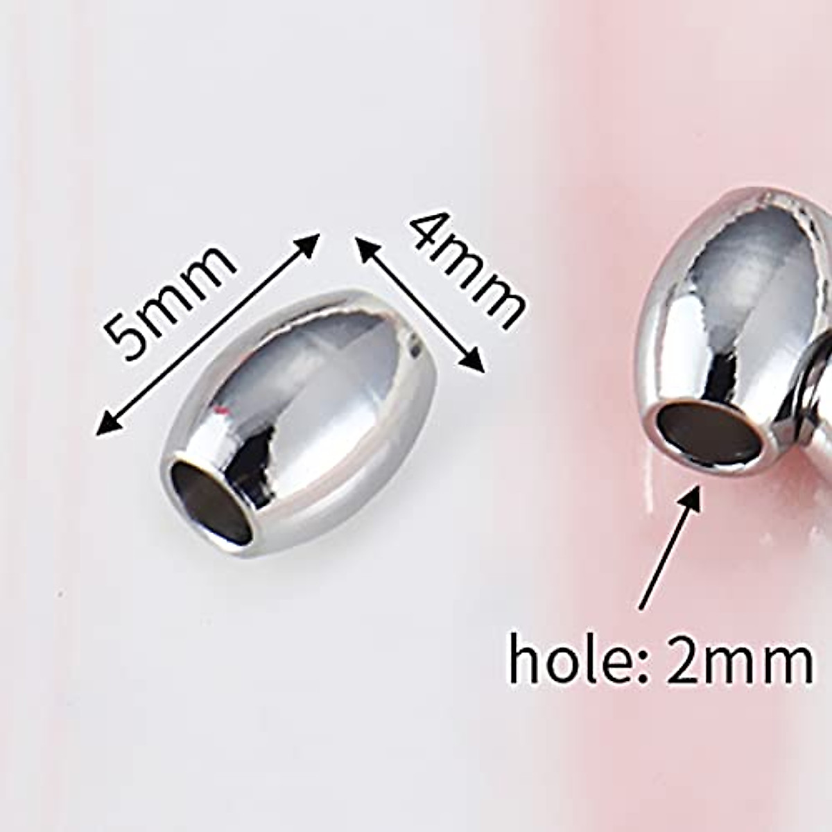 30-120pcs 4/5/8mm Stainless Steel Long Oval Cylinder Spacer Beads Charm Loose Bead for DIY Necklaces Jewelry Crafts