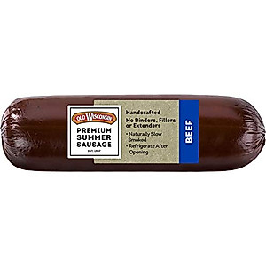 Old Wisconsin Premium Summer Sausage, 100% Natural Meat, Charcuterie, Ready to Eat, High Protein, Low Carb, Keto, Gluten Free, Beef Flavor, 8 Ounce